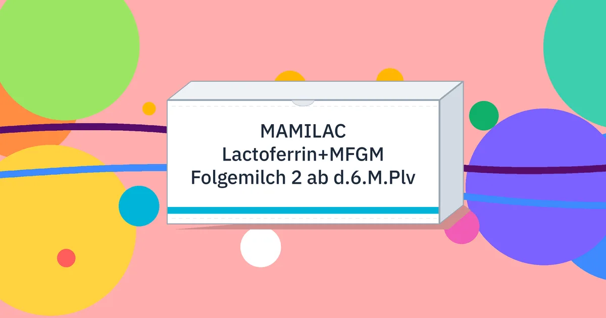 Symbolbild: Packung mit der Aufschrift MAMILAC Lactoferrin+MFGM Folgemilch 2 ab d.6.M.Plv (PZN 20518673) – Verfügbarkeit und Bezug in Apotheken in Frankfurt am Main