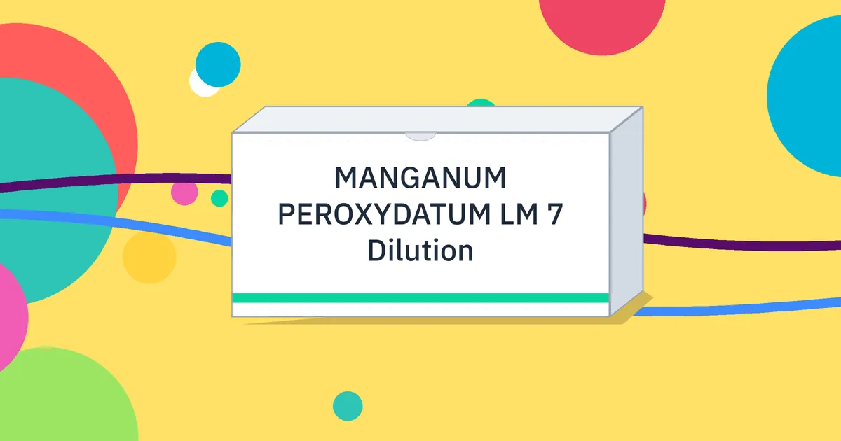 Symbolbild: Packung mit der Aufschrift MANGANUM PEROXYDATUM LM 7 Dilution (PZN 12945013) – Verfügbarkeit und Bezug in Apotheken in Frankfurt am Main
