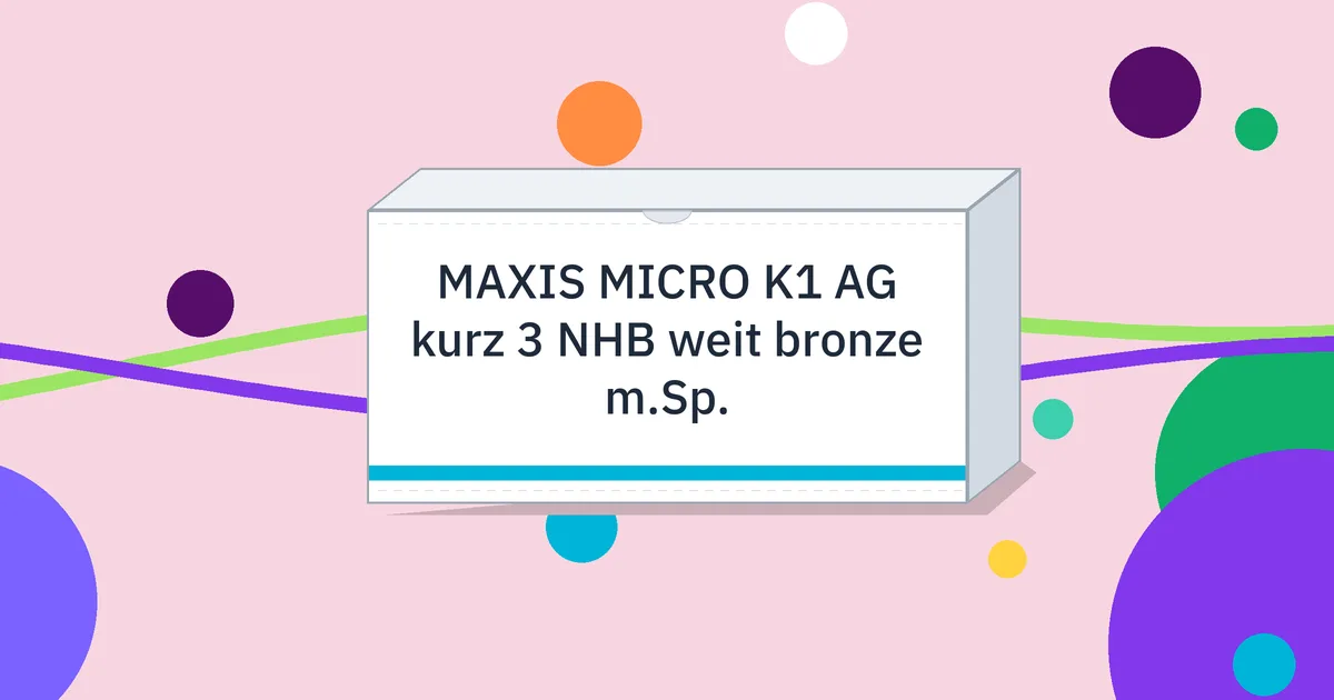 Symbolbild: Packung mit der Aufschrift MAXIS MICRO K1 AG kurz 3 NHB weit bronze m.Sp. (PZN 17672270) – Verfügbarkeit und Bezug in Apotheken in Frankfurt am Main