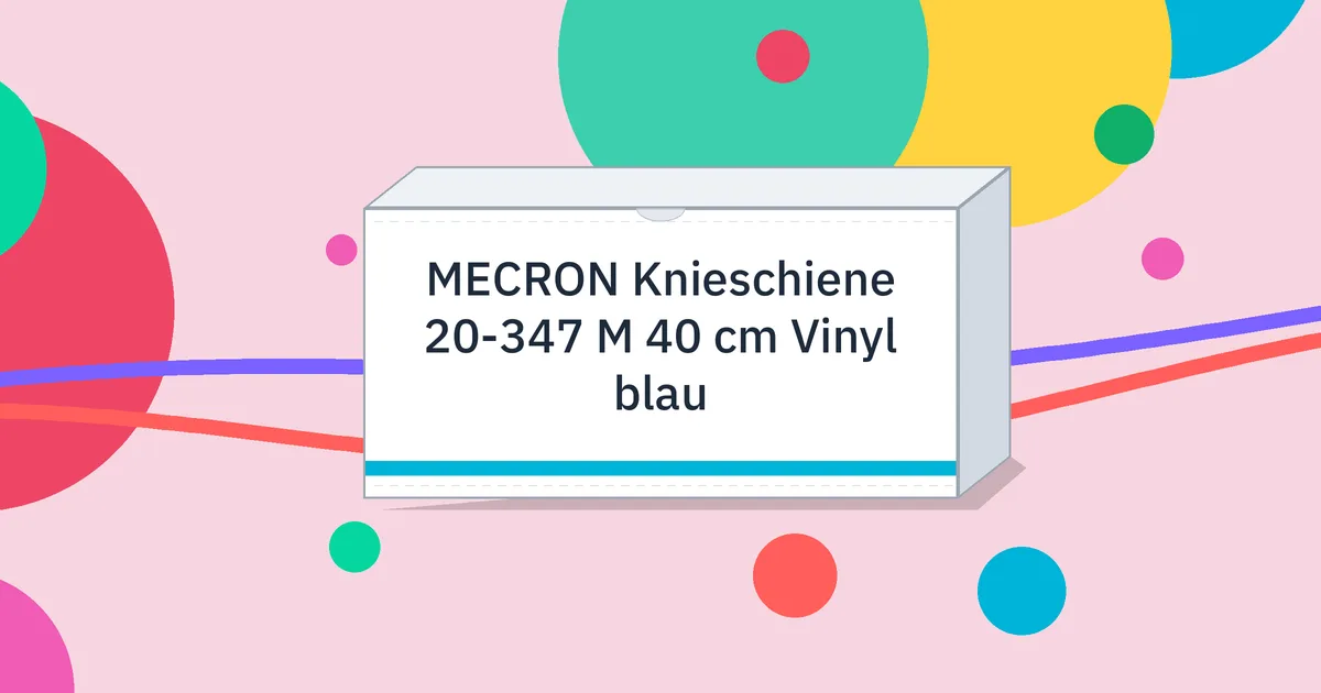Symbolbild: Packung mit der Aufschrift MECRON Knieschiene 20-347 M 40 cm Vinyl blau (PZN 02910002) – Verfügbarkeit und Bezug in Apotheken in Frankfurt am Main
