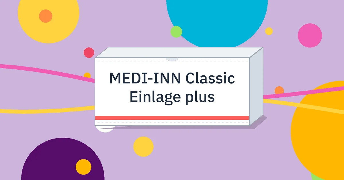 Symbolbild: Packung mit der Aufschrift MEDI-INN Classic Einlage plus (PZN 18370370) – Verfügbarkeit und Bezug in Apotheken in Frankfurt am Main