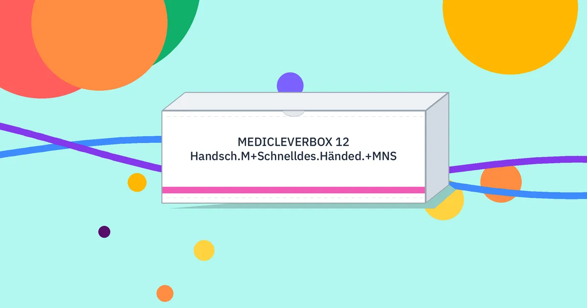 Symbolbild: Packung mit der Aufschrift MEDICLEVERBOX 12 Handsch.M+Schnelldes.Händed.+MNS (PZN 19053482) – Verfügbarkeit und Bezug in Apotheken in Frankfurt am Main