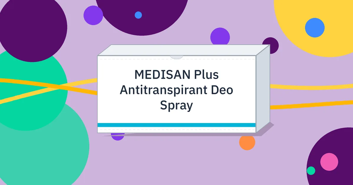 Symbolbild: Packung mit der Aufschrift MEDISAN Plus Antitranspirant Deo Spray (PZN 00134255) – Verfügbarkeit und Bezug in Apotheken in Frankfurt am Main