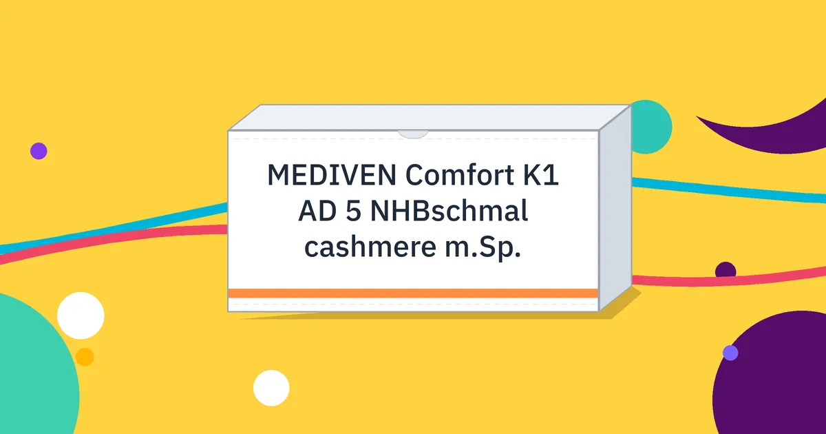 Symbolbild: Packung mit der Aufschrift MEDIVEN Comfort K1 AD 5 NHBschmal cashmere m.Sp. (PZN 14659642) – Verfügbarkeit und Bezug in Apotheken in Frankfurt am Main