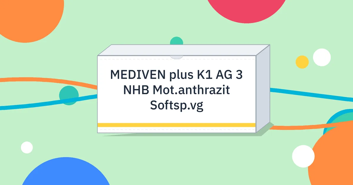 Symbolbild: Packung mit der Aufschrift MEDIVEN plus K1 AG 3 NHB Mot.anthrazit Softsp.vg (PZN 15915142) – Verfügbarkeit und Bezug in Apotheken in Frankfurt am Main