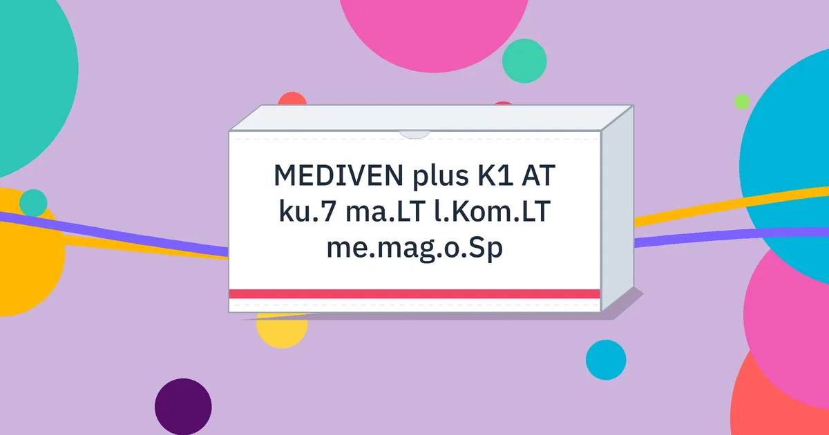 Symbolbild: Packung mit der Aufschrift MEDIVEN plus K1 AT ku.7 ma.LT l.Kom.LT me.mag.o.Sp (PZN 15072169) – Verfügbarkeit und Bezug in Apotheken in Frankfurt am Main