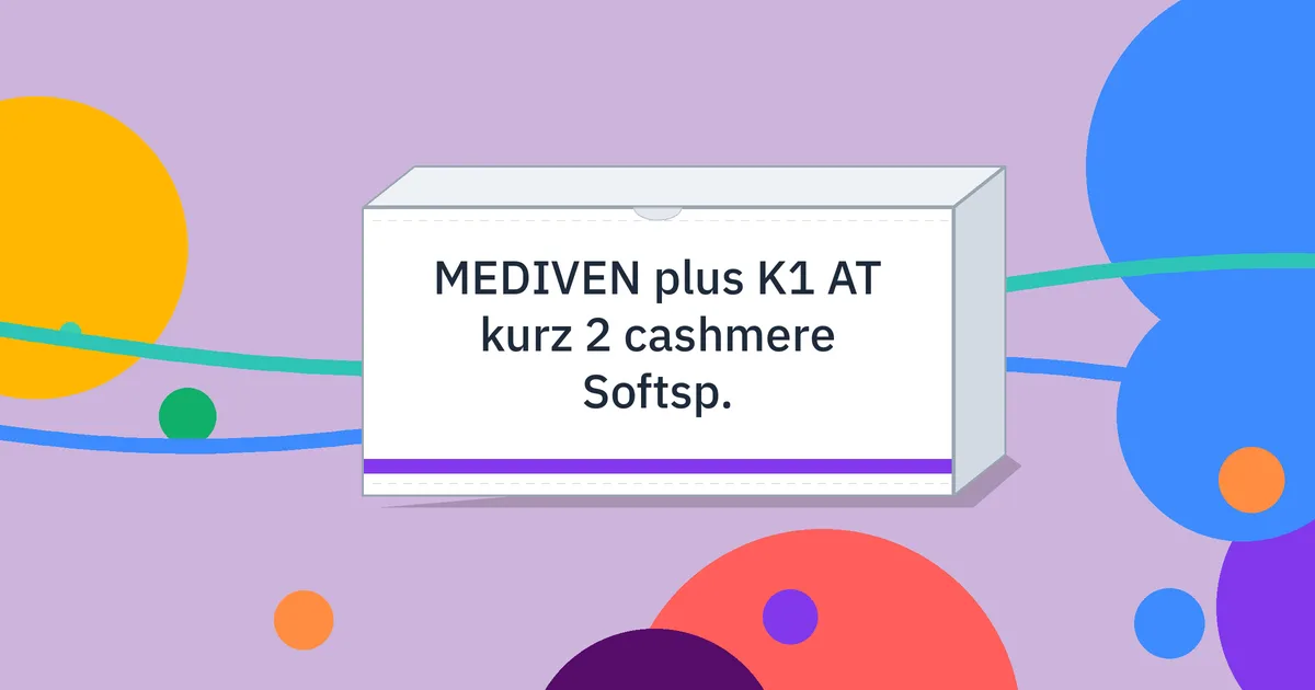 Symbolbild: Packung mit der Aufschrift MEDIVEN plus K1 AT kurz 2 cashmere Softsp. (PZN 15026471) – Verfügbarkeit und Bezug in Apotheken in Frankfurt am Main