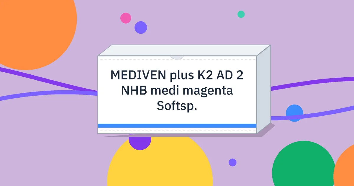 Symbolbild: Packung mit der Aufschrift MEDIVEN plus K2 AD 2 NHB medi magenta Softsp. (PZN 15936859) – Verfügbarkeit und Bezug in Apotheken in Frankfurt am Main