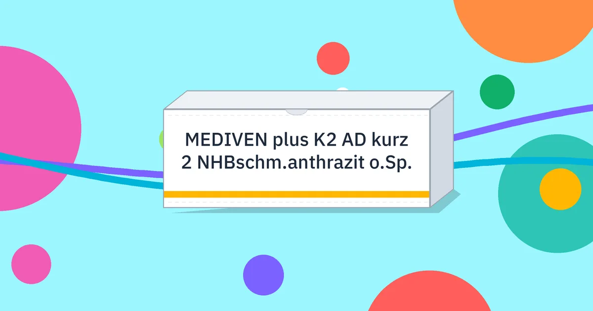Symbolbild: Packung mit der Aufschrift MEDIVEN plus K2 AD kurz 2 NHBschm.anthrazit o.Sp. (PZN 15925962) – Verfügbarkeit und Bezug in Apotheken in Frankfurt am Main