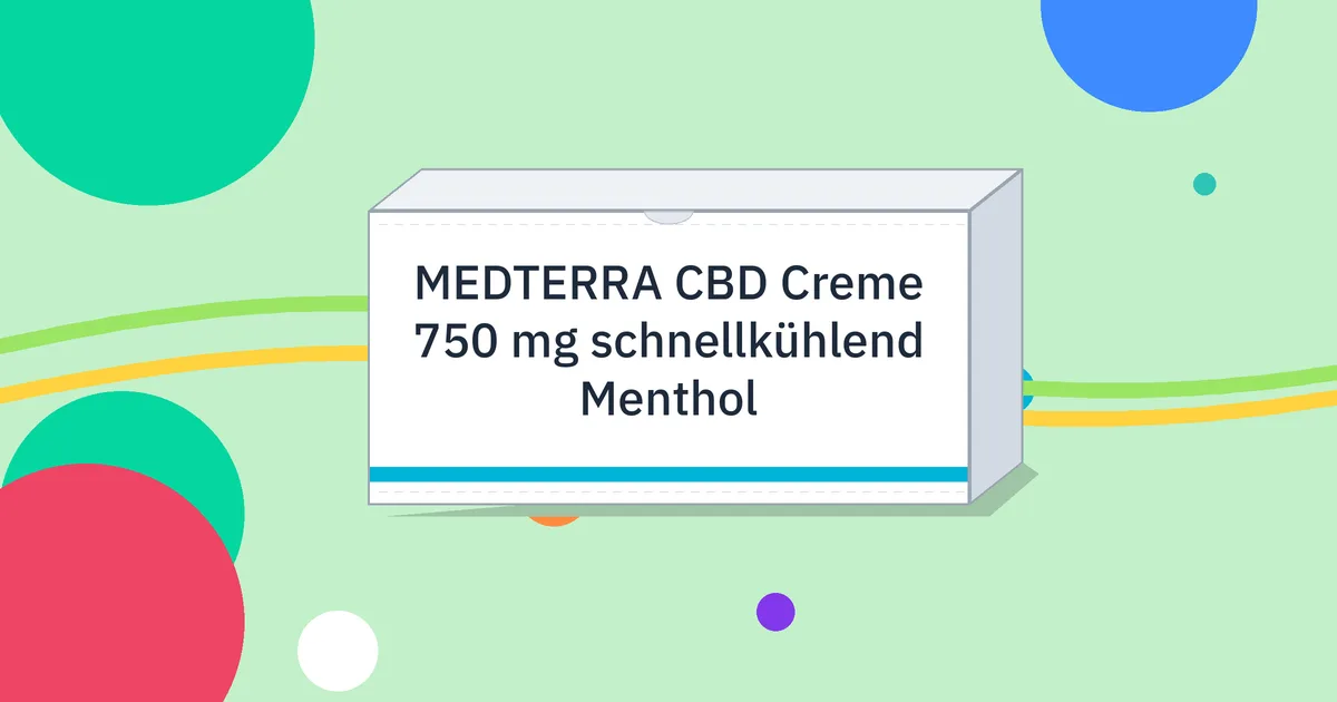 Symbolbild: Packung mit der Aufschrift MEDTERRA CBD Creme 750 mg schnellkühlend Menthol (PZN 16879425) – Verfügbarkeit und Bezug in Apotheken in Frankfurt am Main