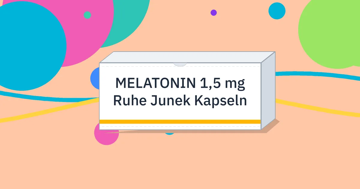 Symbolbild: Packung mit der Aufschrift MELATONIN 1,5 mg Ruhe Junek Kapseln (PZN 17899996) – Verfügbarkeit und Bezug in Apotheken in Frankfurt am Main