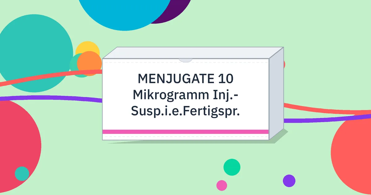 Symbolbild: Packung mit der Aufschrift MENJUGATE 10 Mikrogramm Inj.-Susp.i.e.Fertigspr. (PZN 14357823) – Verfügbarkeit und Bezug in Apotheken in Frankfurt am Main