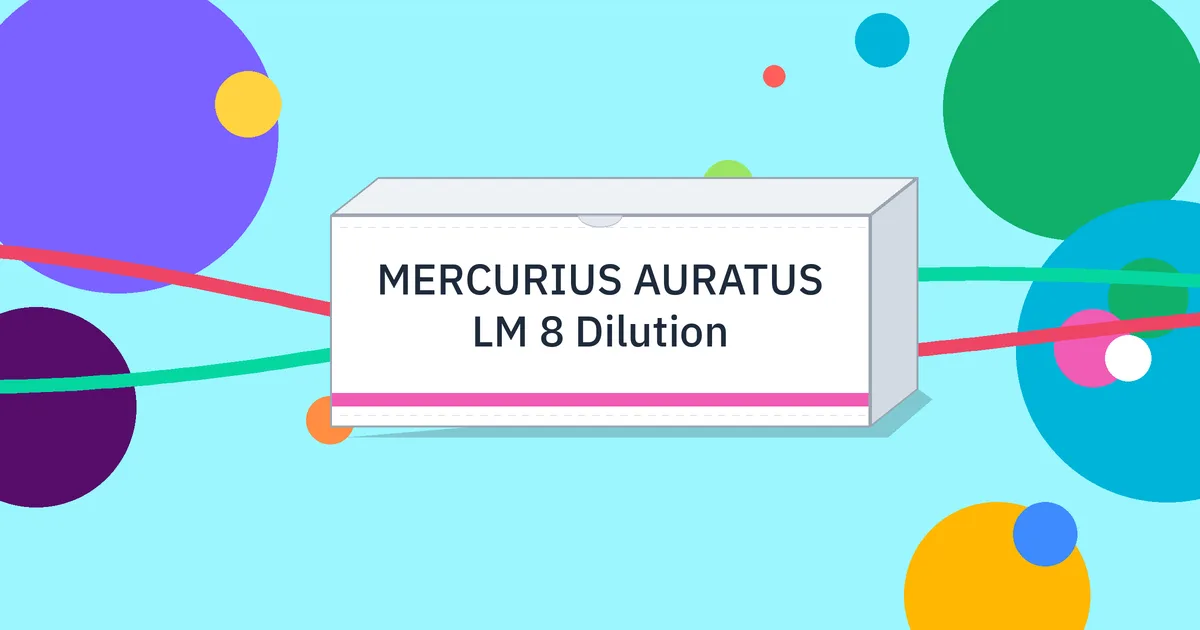 Symbolbild: Packung mit der Aufschrift MERCURIUS AURATUS LM 8 Dilution (PZN 12948193) – Verfügbarkeit und Bezug in Apotheken in Frankfurt am Main