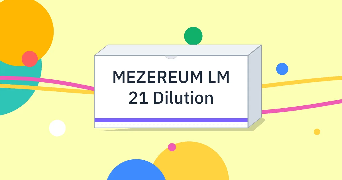 Symbolbild: Packung mit der Aufschrift MEZEREUM LM 21 Dilution (PZN 12956293) – Verfügbarkeit und Bezug in Apotheken in Frankfurt am Main