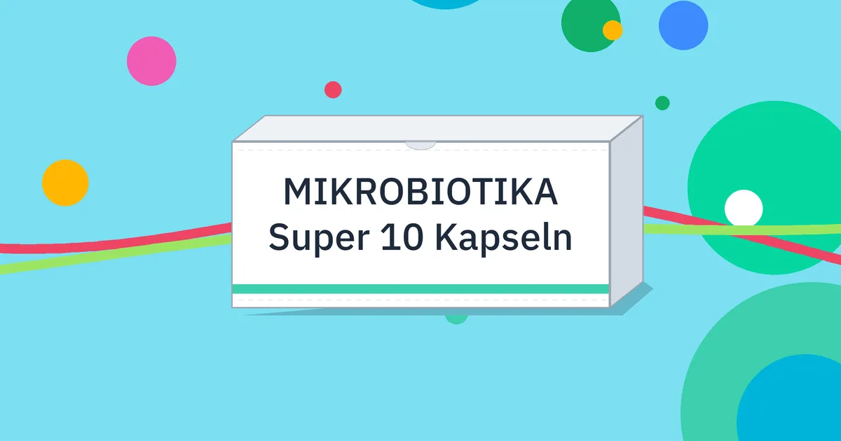Symbolbild: Packung mit der Aufschrift MIKROBIOTIKA Super 10 Kapseln (PZN 10980117) – Verfügbarkeit und Bezug in Apotheken in Frankfurt am Main