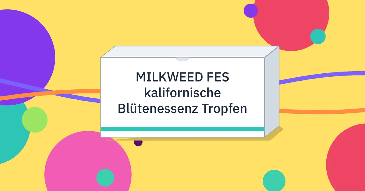 Symbolbild: Packung mit der Aufschrift MILKWEED FES kalifornische Blütenessenz Tropfen (PZN 09173593) – Verfügbarkeit und Bezug in Apotheken in Frankfurt am Main