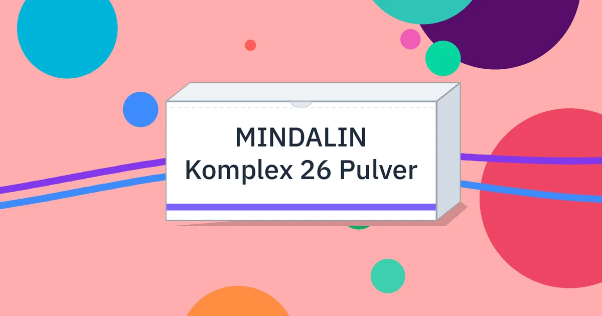 Symbolbild: Packung mit der Aufschrift MINDALIN Komplex 26 Pulver (PZN 13169019) – Verfügbarkeit und Bezug in Apotheken in Frankfurt am Main