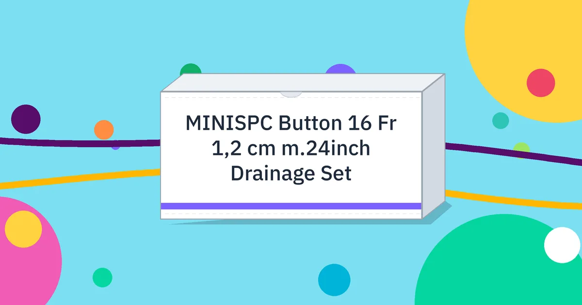 Symbolbild: Packung mit der Aufschrift MINISPC Button 16 Fr 1,2 cm m.24inch Drainage Set (PZN 20821928) – Verfügbarkeit und Bezug in Apotheken in Frankfurt am Main