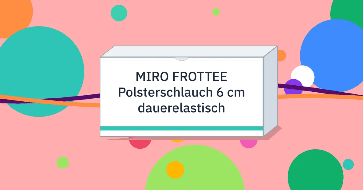 Symbolbild: Packung mit der Aufschrift MIRO FROTTEE Polsterschlauch 6 cm dauerelastisch (PZN 00951296) – Verfügbarkeit und Bezug in Apotheken in Frankfurt am Main
