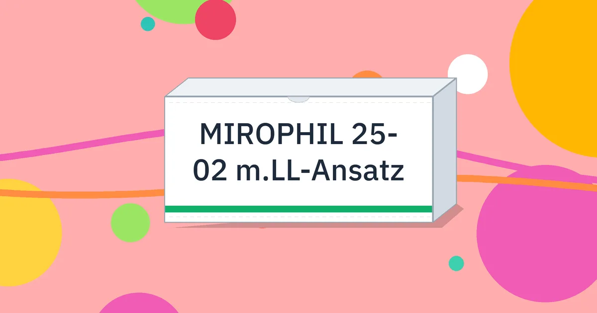 Symbolbild: Packung mit der Aufschrift MIROPHIL 25-02 m.LL-Ansatz (PZN 02350543) – Verfügbarkeit und Bezug in Apotheken in Frankfurt am Main
