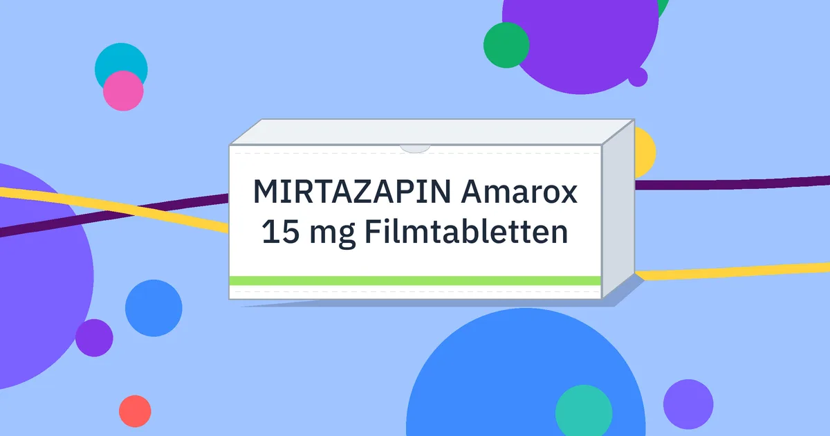 Symbolbild: Packung mit der Aufschrift MIRTAZAPIN Amarox 15 mg Filmtabletten (PZN 19277164) – Verfügbarkeit und Bezug in Apotheken in Frankfurt am Main