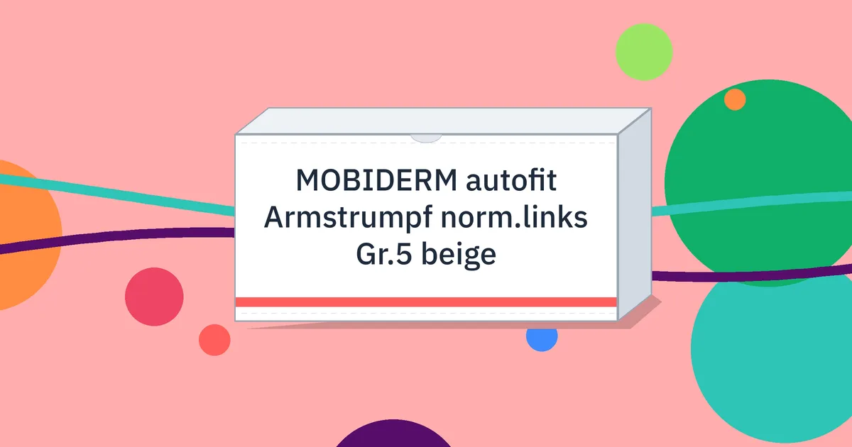 Symbolbild: Packung mit der Aufschrift MOBIDERM autofit Armstrumpf norm.links Gr.5 beige (PZN 19741957) – Verfügbarkeit und Bezug in Apotheken in Frankfurt am Main