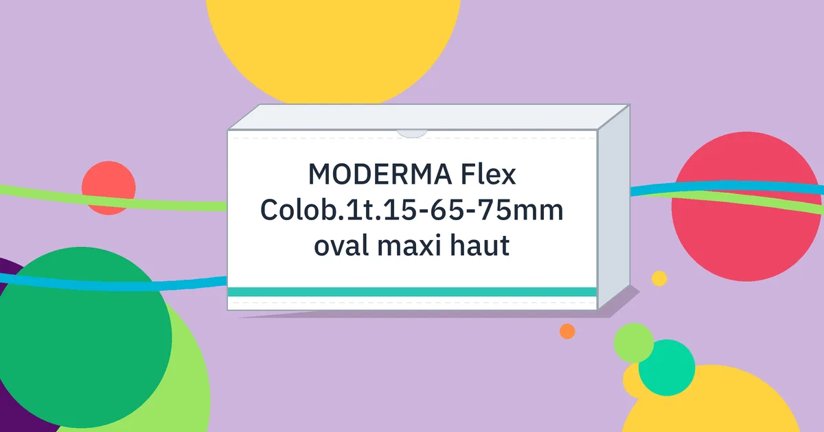 Symbolbild: Packung mit der Aufschrift MODERMA Flex Colob.1t.15-65-75mm oval maxi haut (PZN 07117308) – Verfügbarkeit und Bezug in Apotheken in Frankfurt am Main