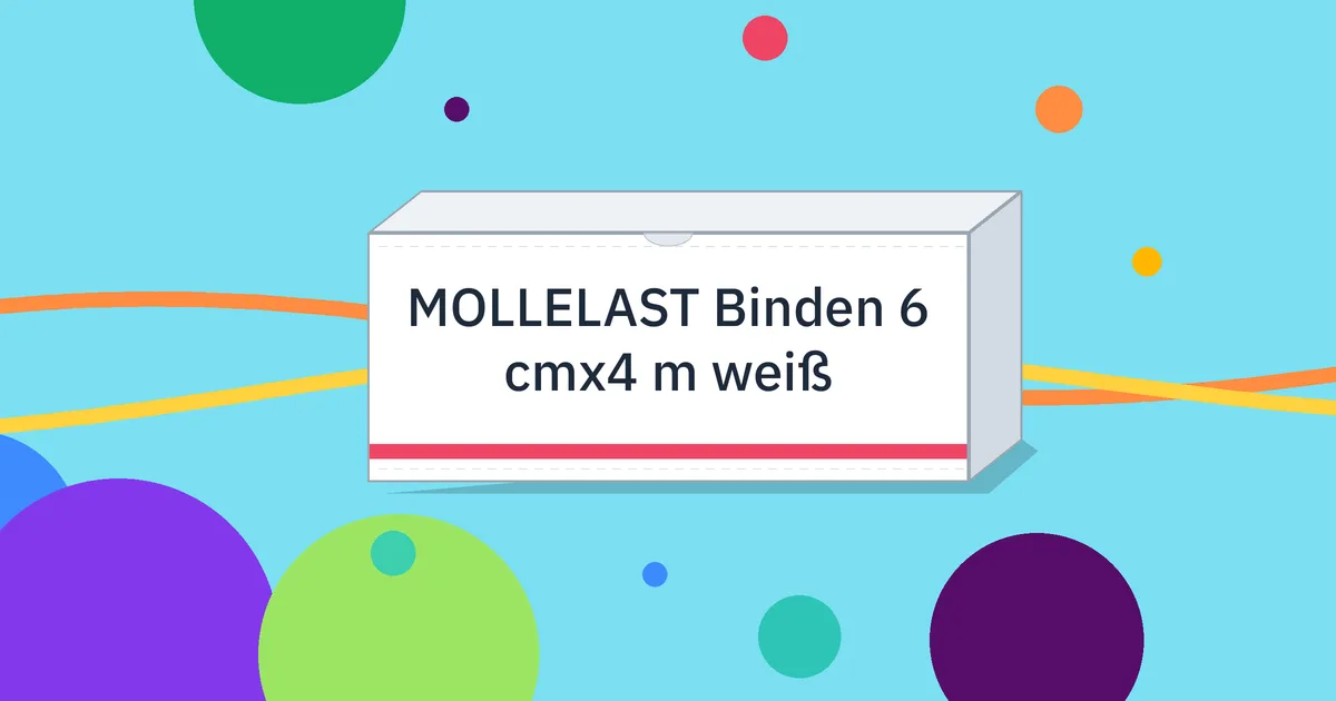 Symbolbild: Packung mit der Aufschrift MOLLELAST Binden 6 cmx4 m weiß (PZN 15660179) – Verfügbarkeit und Bezug in Apotheken in Frankfurt am Main