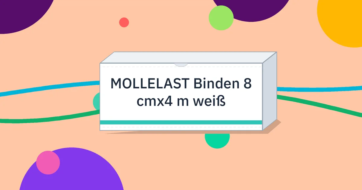 Symbolbild: Packung mit der Aufschrift MOLLELAST Binden 8 cmx4 m weiß (PZN 12586181) – Verfügbarkeit und Bezug in Apotheken in Frankfurt am Main