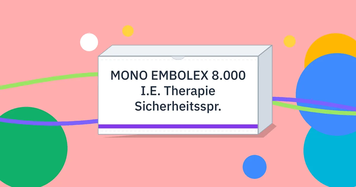Symbolbild: Packung mit der Aufschrift MONO EMBOLEX 8.000 I.E. Therapie Sicherheitsspr. (PZN 14188970) – Verfügbarkeit und Bezug in Apotheken in Frankfurt am Main