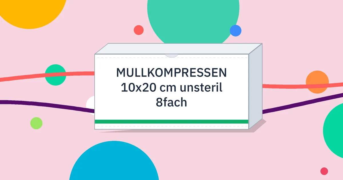 Symbolbild: Packung mit der Aufschrift MULLKOMPRESSEN 10x20 cm unsteril 8fach (PZN 04011609) – Verfügbarkeit und Bezug in Apotheken in Frankfurt am Main