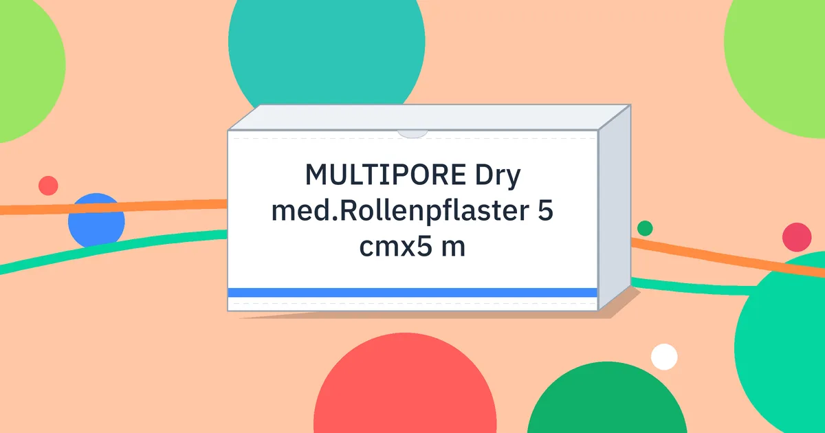Symbolbild: Packung mit der Aufschrift MULTIPORE Dry med.Rollenpflaster 5 cmx5 m (PZN 20129500) – Verfügbarkeit und Bezug in Apotheken in Frankfurt am Main