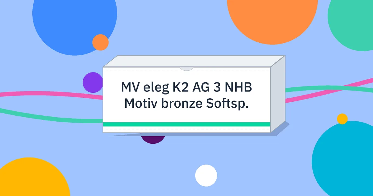 Symbolbild: Packung mit der Aufschrift MV eleg K2 AG 3 NHB Motiv bronze Softsp. (PZN 15722420) – Verfügbarkeit und Bezug in Apotheken in Frankfurt am Main