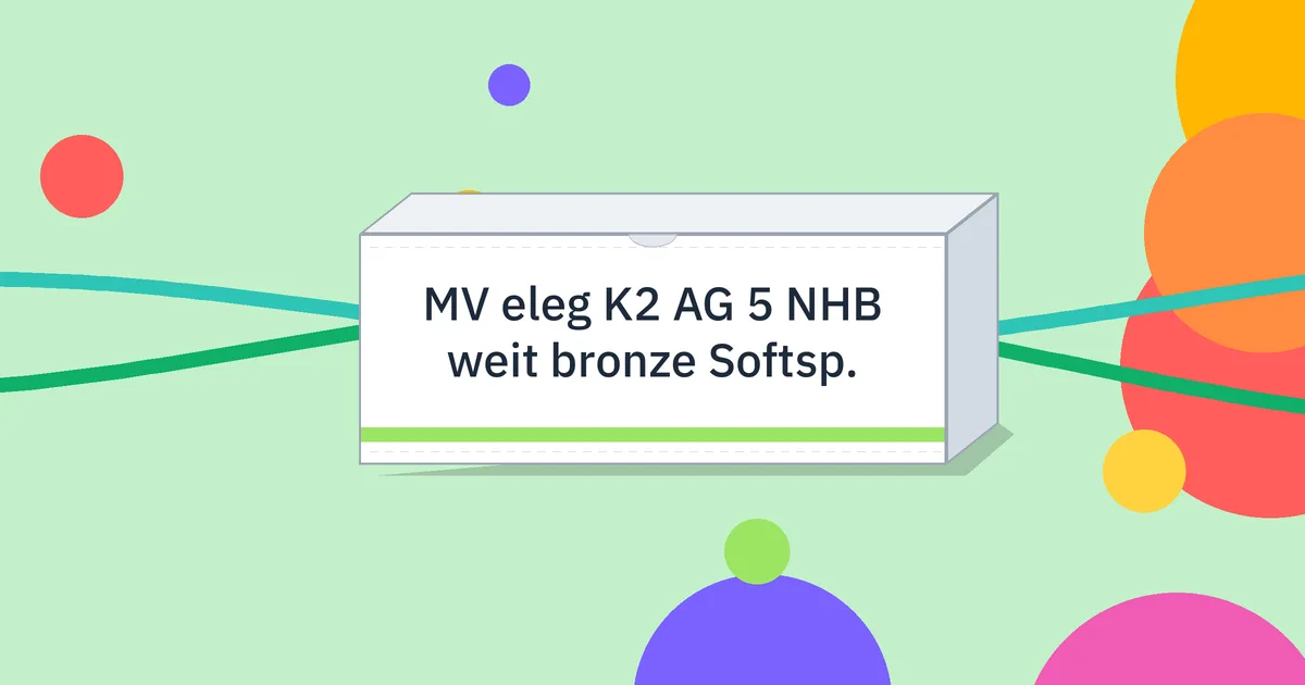 Symbolbild: Packung mit der Aufschrift MV eleg K2 AG 5 NHB weit bronze Softsp. (PZN 15729037) – Verfügbarkeit und Bezug in Apotheken in Frankfurt am Main