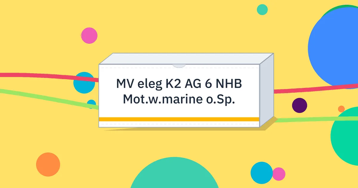 Symbolbild: Packung mit der Aufschrift MV eleg K2 AG 6 NHB Mot.w.marine o.Sp. (PZN 15727535) – Verfügbarkeit und Bezug in Apotheken in Frankfurt am Main