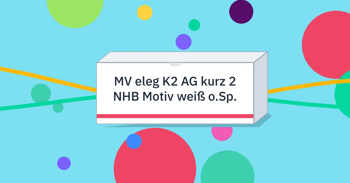 Symbolbild: Packung mit der Aufschrift MV eleg K2 AG kurz 2 NHB Motiv weiß o.Sp. (PZN 15709135) – Verfügbarkeit und Bezug in Apotheken in Frankfurt am Main