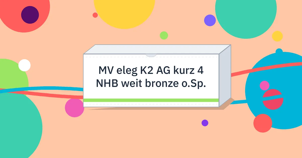 Symbolbild: Packung mit der Aufschrift MV eleg K2 AG kurz 4 NHB weit bronze o.Sp. (PZN 15714768) – Verfügbarkeit und Bezug in Apotheken in Frankfurt am Main