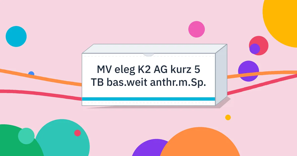 Symbolbild: Packung mit der Aufschrift MV eleg K2 AG kurz 5 TB bas.weit anthr.m.Sp. (PZN 00188328) – Verfügbarkeit und Bezug in Apotheken in Frankfurt am Main