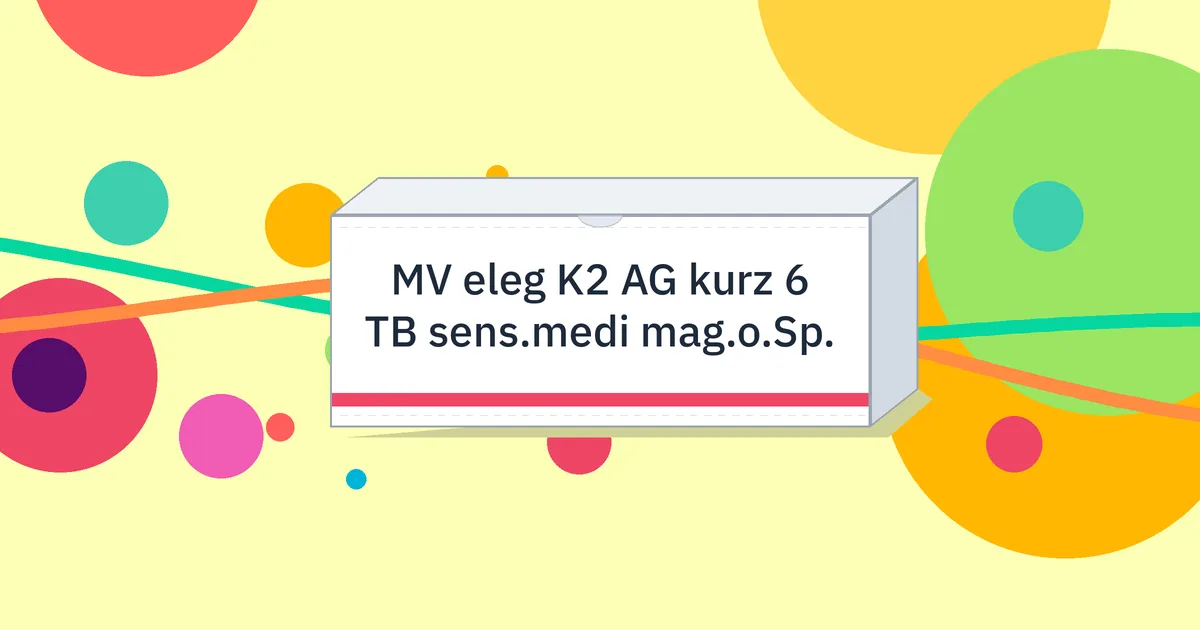 Symbolbild: Packung mit der Aufschrift MV eleg K2 AG kurz 6 TB sens.medi mag.o.Sp. (PZN 14636256) – Verfügbarkeit und Bezug in Apotheken in Frankfurt am Main