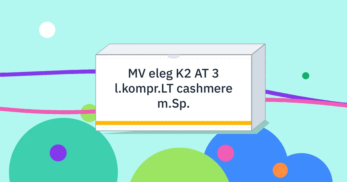 Symbolbild: Packung mit der Aufschrift MV eleg K2 AT 3 l.kompr.LT cashmere m.Sp. (PZN 15285356) – Verfügbarkeit und Bezug in Apotheken in Frankfurt am Main