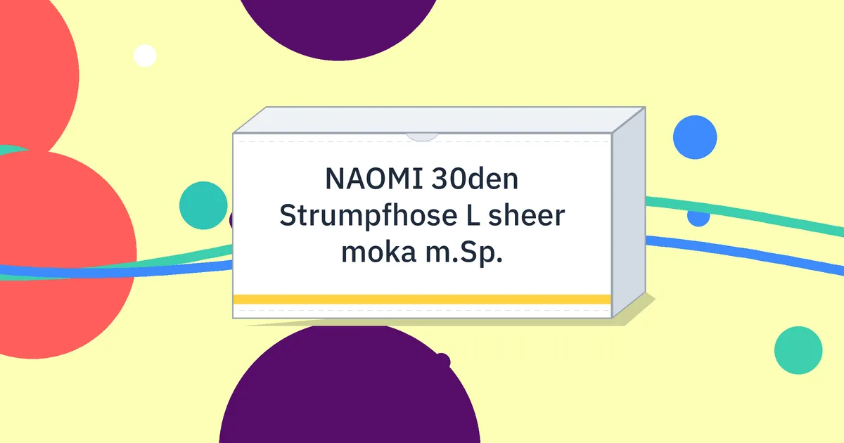 Symbolbild: Packung mit der Aufschrift NAOMI 30den Strumpfhose L sheer moka m.Sp. (PZN 16178711) – Verfügbarkeit und Bezug in Apotheken in Frankfurt am Main