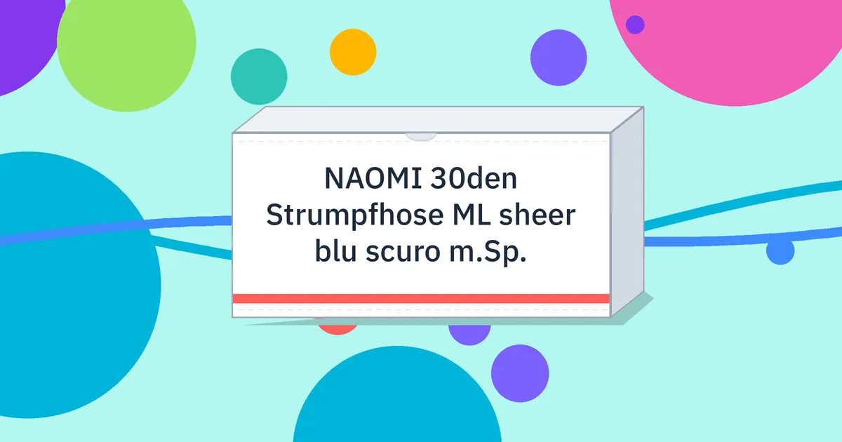 Symbolbild: Packung mit der Aufschrift NAOMI 30den Strumpfhose ML sheer blu scuro m.Sp. (PZN 16178645) – Verfügbarkeit und Bezug in Apotheken in Frankfurt am Main