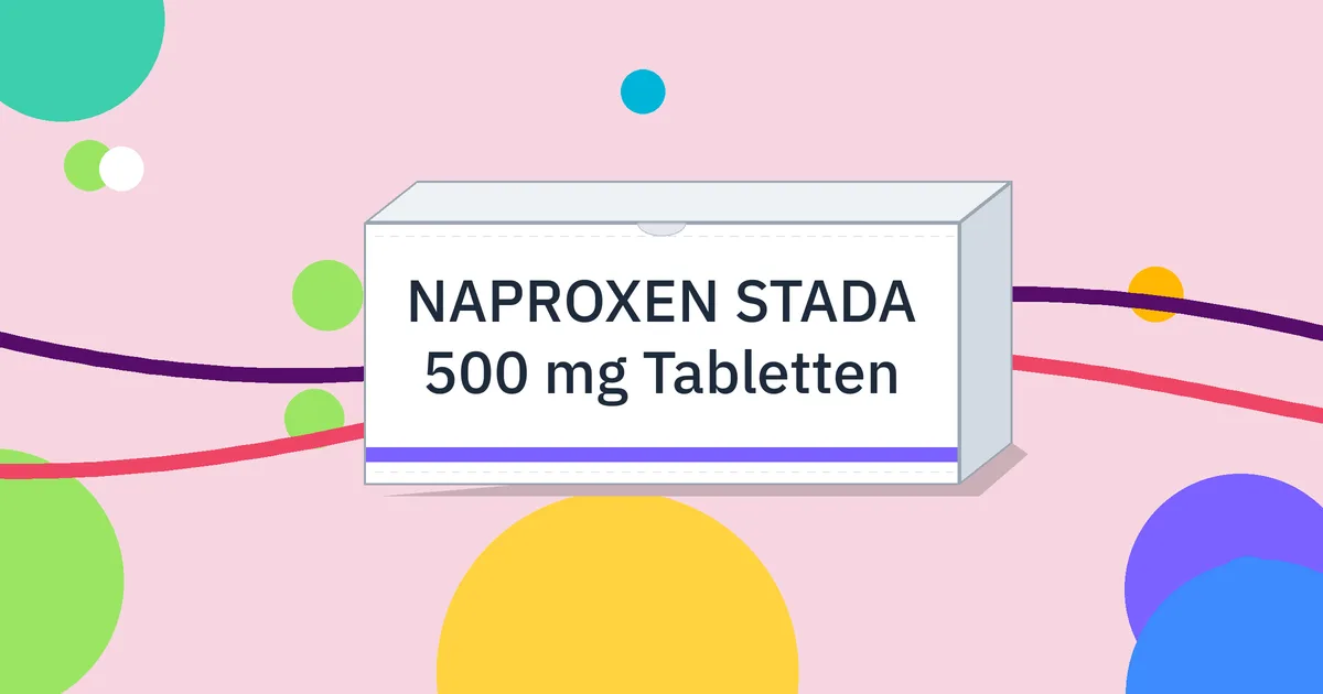 Symbolbild: Packung mit der Aufschrift NAPROXEN STADA 500 mg Tabletten (PZN 06873025) – Verfügbarkeit und Bezug in Apotheken in Frankfurt am Main