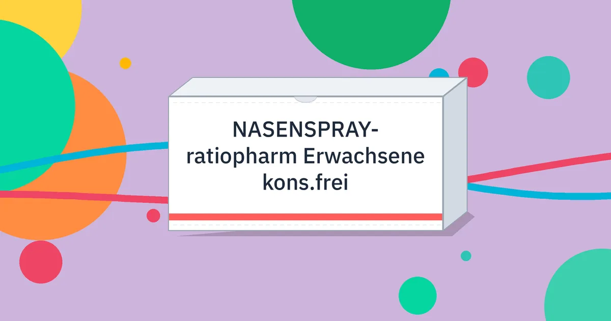 Symbolbild: Packung mit der Aufschrift NASENSPRAY-ratiopharm Erwachsene kons.frei (PZN 00999848) – Verfügbarkeit und Bezug in Apotheken in Frankfurt am Main