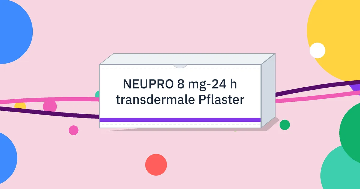 Symbolbild: Packung mit der Aufschrift NEUPRO 8 mg-24 h transdermale Pflaster (PZN 04637473) – Verfügbarkeit und Bezug in Apotheken in Frankfurt am Main
