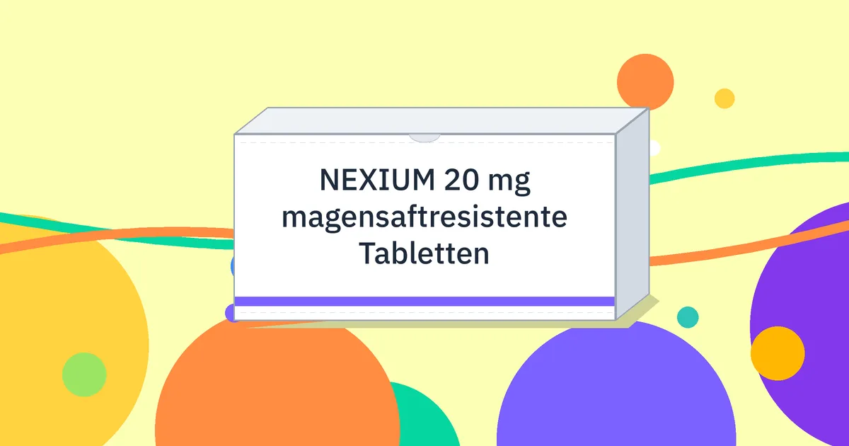 Symbolbild: Packung mit der Aufschrift NEXIUM 20 mg magensaftresistente Tabletten (PZN 10183846) – Verfügbarkeit und Bezug in Apotheken in Frankfurt am Main