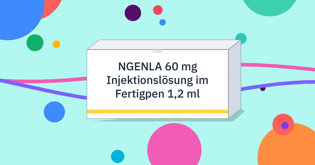 Symbolbild: Packung mit der Aufschrift NGENLA 60 mg Injektionslösung im Fertigpen 1,2 ml (PZN 18804762) – Verfügbarkeit und Bezug in Apotheken in Frankfurt am Main