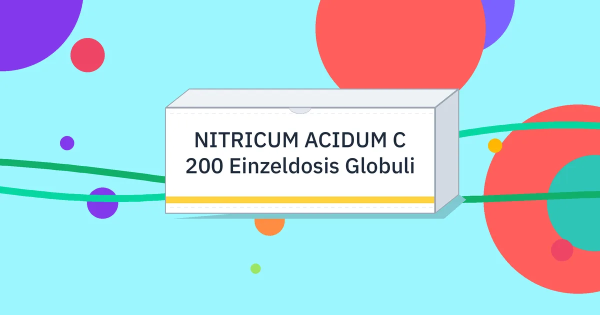 Symbolbild: Packung mit der Aufschrift NITRICUM ACIDUM C 200 Einzeldosis Globuli (PZN 01542329) – Verfügbarkeit und Bezug in Apotheken in Frankfurt am Main