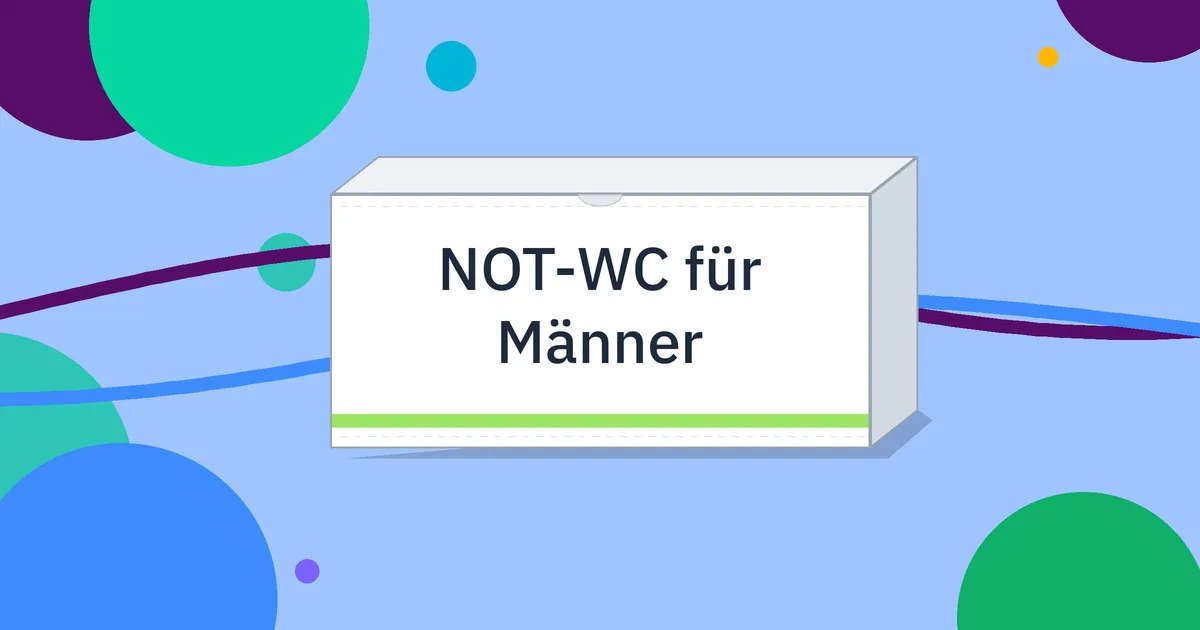 Symbolbild: Packung mit der Aufschrift NOT-WC für Männer (PZN 18197380) – Verfügbarkeit und Bezug in Apotheken in Frankfurt am Main