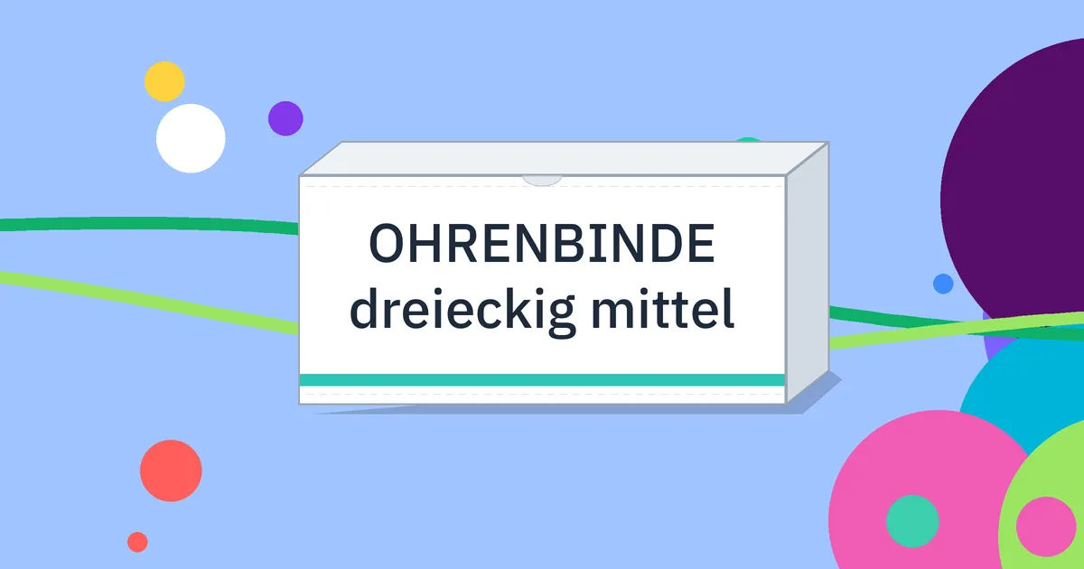 Symbolbild: Packung mit der Aufschrift OHRENBINDE dreieckig mittel (PZN 04844580) – Verfügbarkeit und Bezug in Apotheken in Frankfurt am Main